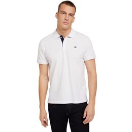 Poloshirt Tom Tailor, Herren, Gr. L, wei&szlig;, Single Jersey, Obermaterial: 100% Baumwolle, regular fit, Shirts Poloshirt, mit Knopfleiste und Logo, Topseller