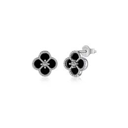 Rougemont Jewellery Ohrringe 'Gl&uuml;cksbringer Kleeblatt Ohrstecker 925 Sterling Silber' Damen Gr&ouml;&szlig;e One Size schwarz