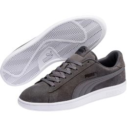 Sneaker Puma "Puma Smash v2", Herren, Gr. 39, grau, Leder, gl&auml;nzend, Schuhe Sneaker, aus Leder und Synthetik, atmungsaktiv, mit Schn&uuml;rung, Topseller