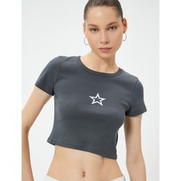 KOTON T-shirt Damen Gr&ouml;&szlig;e S anthrazit / wei&szlig;