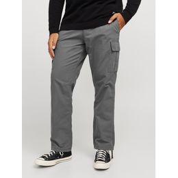 Jack & Jones PlusSize Cargohose "JPSTKANE JJBARKLEY CARGO PANT NOOS PLS", Herren, Gr. 40(XXXL), L&auml;nge 32, grau (castlerock), Web, Obermaterial: 100% Baumwolle, JACK & JONES PLUSSIZE, unifarben, relaxed fit kn&ouml;chellang, Hosen Cargohose