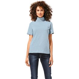 Rollkragenshirt Heine "Rollkragen-Shirt", Damen, Gr. 50, blau (bleu), 95% Baumwolle, 5% Elasthan, unifarben, Shirts Rollkragenshirt