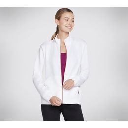 Trainingsjacke Skechers "Women's Jacket", Damen, Gr. XS (34), wei&szlig; (hellwei&szlig;), Obermaterial: 60% Polyester, 36% Baumwolle, 4% Elasthan, Jacken Trainingsjacke