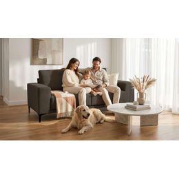 2-Sitzer OTTO HOME "Xander", onyx, B:164cm H:85cm T:88cm, 90% PES, 10% NY, Sofas, 2-Sitzer, Breite 164 cm, Webstoff, Soft-Touch Chenille, schwarze Metallf&uuml;&szlig;e