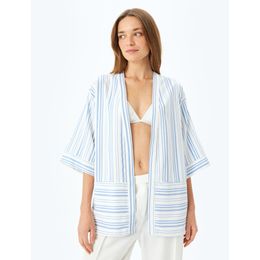 KOTON Kimono Damen Gr&ouml;&szlig;e M hellblau / wei&szlig;