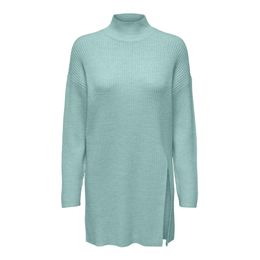 Strickpullover Only "ONLKATIA LS LONG SLIT HIGHNECK KNT", Damen, Gr. M (38), gr&uuml;n (harbor gray detail:melange), Strick, Obermaterial: 50% Viskose, 27% Nylon, 23% Polyester, meliert, Pullover Strickpullover