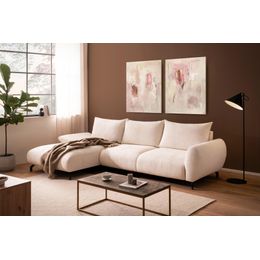 Ecksofa OTTO HOME "KELLIE, L-Form, 315 cm, verstellbare Armlehne, Metallf&uuml;&szlig;e", hellbeige, B:315cm H:93cm T:169cm, Sofas, Ecksofa, wahlweise Recamiere links o. rechts, Chenille-Stoff, hoher Sitzkomfort