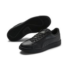 Sneaker Puma "SMASH V2 L", Herren, Gr. 47, schwarz (Puma schwarz, Puma schwarz), Leder, Synthetik, unifarben mit Farbeinsatz, Schuhe Sneaker, atmungsaktives Obermaterial aus Leder und Synthetik, Schn&uuml;rung, Topseller