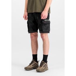 Shorts Alpha Industries "Crew Short Camo", Damen, Gr. 32, Normalgr&ouml;&szlig;en, schwarz (schwarz camo), Obermaterial: 98% Baumwolle, 2% Elastan, Hosen Shorts
