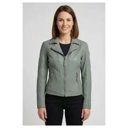 Lederjacke Mauritius "MWBajah", Damen, Gr. L (40), frosty gr&uuml;n, Obermaterial: 100% Schafsleder. Futter: 100% Polyester. &Auml;rmelfutter: 100% Polyester, unifarben, regular fit h&uuml;ftlang, mit Rei&szlig;verschluss, Jacken, mit Reverskragen