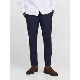 Jack & Jones Chinos JACK & JONES "JPSTMARCO JJCONNOR A", Herren, Gr. 29, L&auml;nge 34, blau (india ink), Web, Obermaterial: 68% Polyester, 28% Viskose, 4% Elasthan, kariert, slim fit normal, Hosen Chinos
