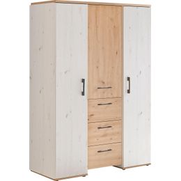 M&auml;usbacher Dreht&uuml;renschrank M&Auml;USBACHER "Micha", wei&szlig; (artisan, wei&szlig;, asteiche), B:127cm H:186cm T:54cm, Holzwerkstoff, Schr&auml;nke, Dreht&uuml;renschrank