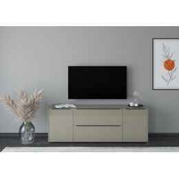 Lowboard "Reno", taupe matt lack, glas taupe glanz, B:182cm H:63cm T:42cm, Glas, Holzwerkstoff, SET ONE BY Musterring, Sideboards, Lowboard, Mit Gleitern und in verschiedenen Farben erh&auml;ltlich