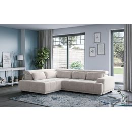 Ecksofa COTTA "Jade L Form, B: 270 cm, mit Kopfteilverstellung & Nierenkissen", sand, T:203cm, 92% POLYESTER (PES) / 8% POLYAMID (PA), Sofas, Ecksofa, optional elektr. Sitztiefenverstellung
