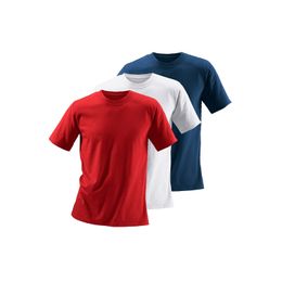 H.I.S. T-Shirt H.I.S "Unterziehshirt", Herren, Gr. 4/S, bunt (wei&szlig;, rot, marine), Single Jersey, Obermaterial: 100% Baumwolle, unifarben, Basic, regular fit normal, Rundhals, abgesteppte Kante, Shirts T-Shirt, unifarben, Rundhalsausschnitt, aus Baumwolle