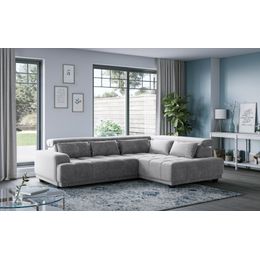 Ecksofa COTTA "Jade L Form, B: 270 cm, mit Kopfteilverstellung & Nierenkissen", iron, T:203cm, 92% POLYESTER (PES) / 8% POLYAMID (PA), Sofas, Ecksofa, optional elektr. Sitztiefenverstellung
