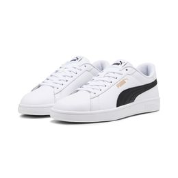 Sneaker Puma "SMASH 3.0 L", Herren, Gr. 47, schwarz-wei&szlig; (Puma wei&szlig;, Puma schwarz, Puma gold), Leder, Synthetik, unifarben, Schuhe Sneaker, mit sportlicher Optik, mit leicht profilierter Gummilaufsohle