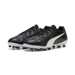 Fu&szlig;ballschuh Puma "KING 20 MATCH FG/AG", Gr. 47, Puma schwarz, Puma wei&szlig;, Puma gold, Synthetik, Schuhe Fu&szlig;ballschuh, f&uuml;r Rasenpl&auml;tze und Kunstrasen, leichte Laufsohle aus Synthetik