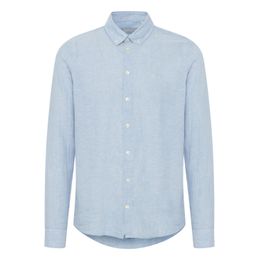 Langarmhemd Casual Friday "Langarmhemd CFAnton", Herren, Gr. L, N-Gr, blau (silber lake blau), Obermaterial: 55% Leinen LI. 45% Baumwolle CO., Hemden Langarmhemd