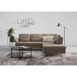 Ecksofa Home Affaire "Palm Beach L-Form", grau (taupe), B:263cm H:89cm T:224cm, 98%Polyester, 2%Polyamid, Sofas, Ecksofa, Federkern, mit Sitztiefenverstellung, wahlweise mit Bettfunktion