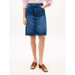Jeansrock Tommy Hilfiger "DNM NEW DOREEN KNEE SKIRT RW", Damen, Gr. 40, new doreen, Web, Obermaterial: 100% Baumwolle, unifarben, gerade knielang, R&ouml;cke Jeansrock, mit 5-Pocket-Design