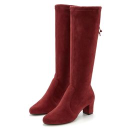 Schlupfstiefel Lascana, Damen, Gr. 43, rot (bordeaux), Obermaterial: 100% Textilmaterial. Decksohle: 100% Lederimitat. Futter: 100% Textilmaterial. Laufsohle: 100% Synthetik, unifarben, Schuhe Schlupfstiefel, Schlupfboots, Slouchy Boots, Slip-On, Stretch & Blockabsatz