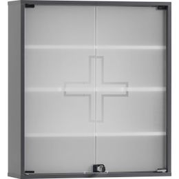 Medizinschrank Schildmeyer "Wido", grau (anthrazit), B:64,2cm H:71,4cm T:19,6cm, FSC-zertifizierter Holzwerkstoff, Schr&auml;nke, Medizinschrank, Breite 64 cm