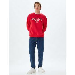 KOTON Sweatshirt Herren Gr&ouml;&szlig;e XS rot / wei&szlig;