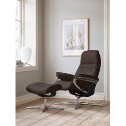 Relaxsessel stressless "Sunrise", braun (braun batick), B:79cm H:103cm T:73cm, Leder BATICK: BATICK ist ein leicht korrigiertes, durchgef&auml;rbtes und genarbtes M&ouml;belleder, bei dem die meisten Unebenheiten und Spuren in der Regel entfernt wurden., Sessel, Relaxsessel, mit Cross Base, Gr&ouml;&szlig;e S, M & L, Holzakzent Schwarz