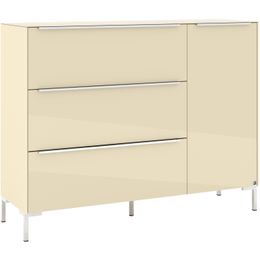 Sideboard "Reno", kaschmir matt lack, glas kaschmir glanz, B:137cm H:108cm T:42cm, Glas, Holzwerkstoff, SET ONE BY Musterring, Sideboards, Sideboard, Mit Winkelfu&szlig; in diversen Farben, 108 cm H&ouml;he & Farbauswahl
