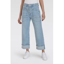 Bequeme Jeans MAC "BAGGY straight", Damen, Gr. 40, N-Gr, blau (light blau net washed), Denim/Jeans, Obermaterial: 99% Baumwolle, 1% Elasthan, sehr bequem, Jeans Bequeme Jeans