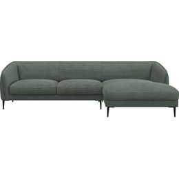 Ecksofa FLEXLUX "Belle Designsofa, L-Form, B/T 288/149 cm", gr&uuml;n (dusty gr&uuml;n), B:288cm H:74cm T:149cm, 85% Polyester/15%Polyamide, Sofas, Ecksofa, Skandinavisches Design, In hochwertiger Verarbeitung