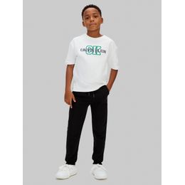 Sweathose Calvin Klein Jeans "MINI BADGE SWEATPANTS", M&auml;dchen, Gr. 12 (152), N-Gr, schwarz, Sweatware, Obermaterial: 100% Baumwolle, unifarben, regular fit lang, Hosen Sweathose, Regular fit f&uuml;r Kinder mit elastischem Saum