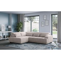 Ecksofa COTTA "Jade L Form, B: 270 cm, mit Kopfteilverstellung & Nierenkissen", elephant, T:203cm, 100% POLYESTER (PES), Sofas, Ecksofa, optional elektr. Sitztiefenverstellung