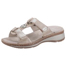 Pantolette Ara "HAWAII", Damen, Gr. 38, beige (sand metallic), Veloursleder, Schuhe Pantolette, Keilabsatz, Sommerschuh, Schlupfschuh mit Schmuckelement, Topseller