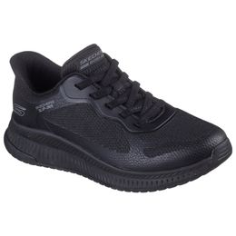 Slip-On Sneaker Skechers "BOBS SQUAD 4", Damen, Gr. 38, schwarz (schwarz uni), Mesh, Synthetik, unifarben, Schuhe Slip-On Sneaker, Slipper, Freizeitschuh, Halbschuh mit Memory Foam