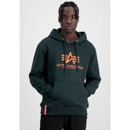Kapuzensweatshirt Alpha Industries "Basic Hoody", Herren, Gr. L, blau (schwarz petrol), angeraute Sweatware, Obermaterial: 80% Baumwolle, 20% Polyester, bedruckt, normal normal, Rundhals, Rippb&uuml;ndchen, Sweatshirts Kapuzensweatshirt, Baumwollmischung, regular fit