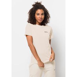 T-Shirt Jack Wolfskin "ESSENTIAL T W", Damen, Gr. L (42/44), beige (panna, cotta), Obermaterial: 100% Baumwolle, Shirts T-Shirt