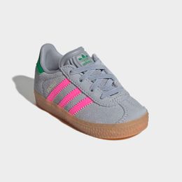 Sneaker adidas originals "GAZELLE COMFORT CLOSURE ELASTIC LACES KIDS", M&auml;dchen, Gr. 26, halo silber, lucid pink, gr&uuml;n, Leder, Synthetik, Schuhe Sneaker, f&uuml;r Kinder