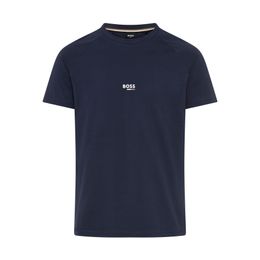 T-Shirt BOSS "T-Shirt RN Slim Fit", Damen, Gr. M, navy 415, Single Jersey, Obermaterial: 100% Baumwolle, k&ouml;rpernah, Rundhals, Raglan&auml;rmel normaler Saum, Shirts T-Shirt, mit UV Schutz (SPF 50+)
