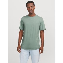 Jack & Jones Rundhalsshirt JACK & JONES "JJEBASHER TEE O-NECK SS NOOS", Herren, Gr. S, gr&uuml;n (iceberg gr&uuml;n), Jersey, Obermaterial: 100% Baumwolle, unifarben, regular fit taillenbedeckt, Rundhals, gerader Abschluss, Shirts Rundhalsshirt, mit Rundhalsausschnitt