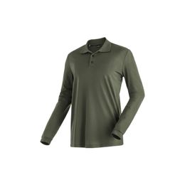 Langarm-Poloshirt Maier Sports "Ulrich L/S", Herren, Gr. M, gr&uuml;n (moosgr&uuml;n), 100% Polyester, Shirts Langarm-Poloshirt, Herren Polo langarm, leichtes Funktionsshirt, Langarmshirt, Reg. Fit