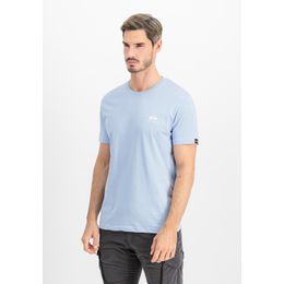 T-Shirt Alpha Industries "Basic T-Shirt SL", Herren, Gr. M, blau (light blau), Obermaterial: 100% Baumwolle, Shirts T-Shirt