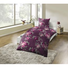 Bettw&auml;sche Kinzler "Polycotton Flanell", bunt (rosen), B/L: 135cm x 200cm, 1 Stk., 1 Stk., Polyester, B/L: 80cm x 80cm, 2 Stk., Polyester, Obermaterial: 100% Polyester, Bettw&auml;sche, Bettw&auml;sche, besonders weich, verschiedene Designs
