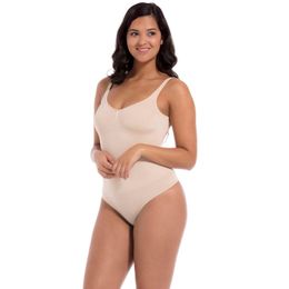 Shaping-Body MAGIC BODYFASHION "Low Back Body", Damen, Gr. XXL, N-Gr, braun (latte), Obermaterial: 92% Polyamid, 8% Elasthan, unifarben, eng, tiefer Rundhals, Bodys Shaping-Body, glatte, nahtlose Verarbeitung f&uuml;r einen unsichtbaren Look