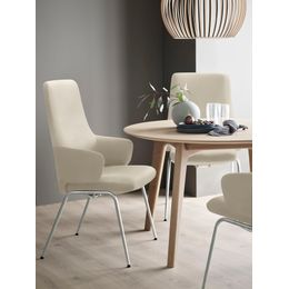 Polsterstuhl stressless "Laurel", beige (cream batick, chrom gl&auml;nzend), B:58cm H:105cm T:60cm, Leder BATICK: BATICK ist ein leicht korrigiertes, durchgef&auml;rbtes und genarbtes M&ouml;belleder, bei dem die meisten Unebenheiten und Spuren in der Regel entfernt wurden., St&uuml;hle, Polsterstuhl, High Back mit Armlehne, Gr&ouml;&szlig;e L, mit Beinen aus Stahl in Chrom
