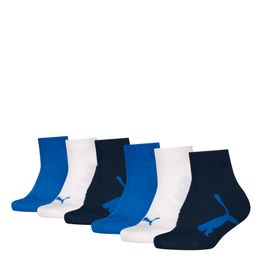 Kurzsocken Puma "Puma KIDS BWT QUARTER 6P ECOM", M&auml;dchen, Gr. 31-34, wei&szlig; (navy, wei&szlig;, strong blau), Baumwollmischung, normal, Socken Kurzsocken, mit lebhaftem Farbdesign