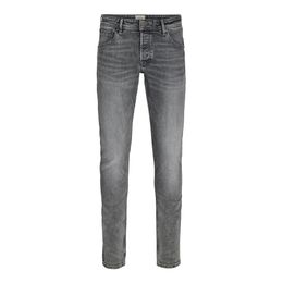Jack & Jones Slim-fit-Jeans JACK & JONES "JJIGLENN JJCOLE CB 125", Damen, Gr. 31, L&auml;nge 34, grau (grau denim), Denim/Jeans, Obermaterial: 98% Baumwolle, 2% Elasthan, Abriebeffekte, slim fit, Jeans Slim-fit-Jeans