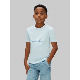 T-Shirt Calvin Klein Jeans "PERFORATION T-SHIRT", M&auml;dchen, Gr. 10 (140), nantucket breeze, Single Jersey, Obermaterial: 100% Baumwolle, unifarben, regular fit normal, Rundhals, eingesetzt abgesteppte Kante, Shirts T-Shirt, Regular fit f&uuml;r Kinder mit Markenprint