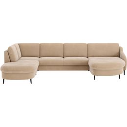 Sit & More Wohnlandschaft SIT & MORE "Soul U-Form", braun (macciato), B:372cm H:90cm T:239cm, 100% Polyester, Sofas, Wohnlandschaft, wahlweise mit Bett und Bettkasten